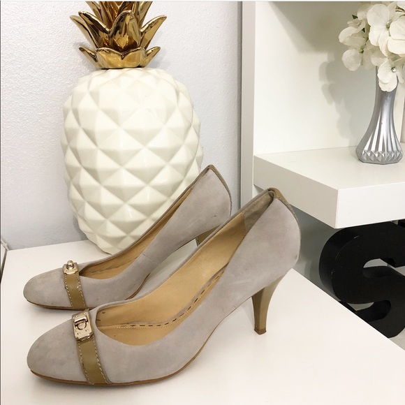 Coach | Shoes | Coach Wanda Cream Grey Heel Size 9 | Poshmark